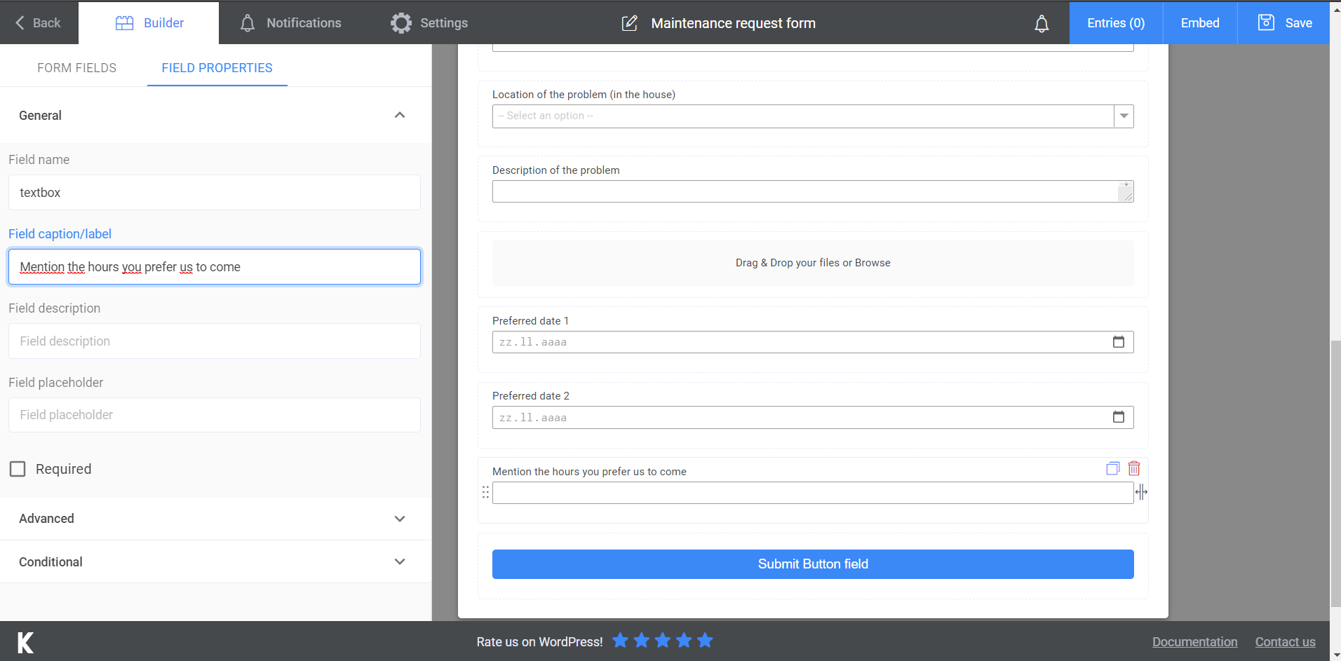 Maintenance request form - how to easily create one in 2021 - Kali Forms