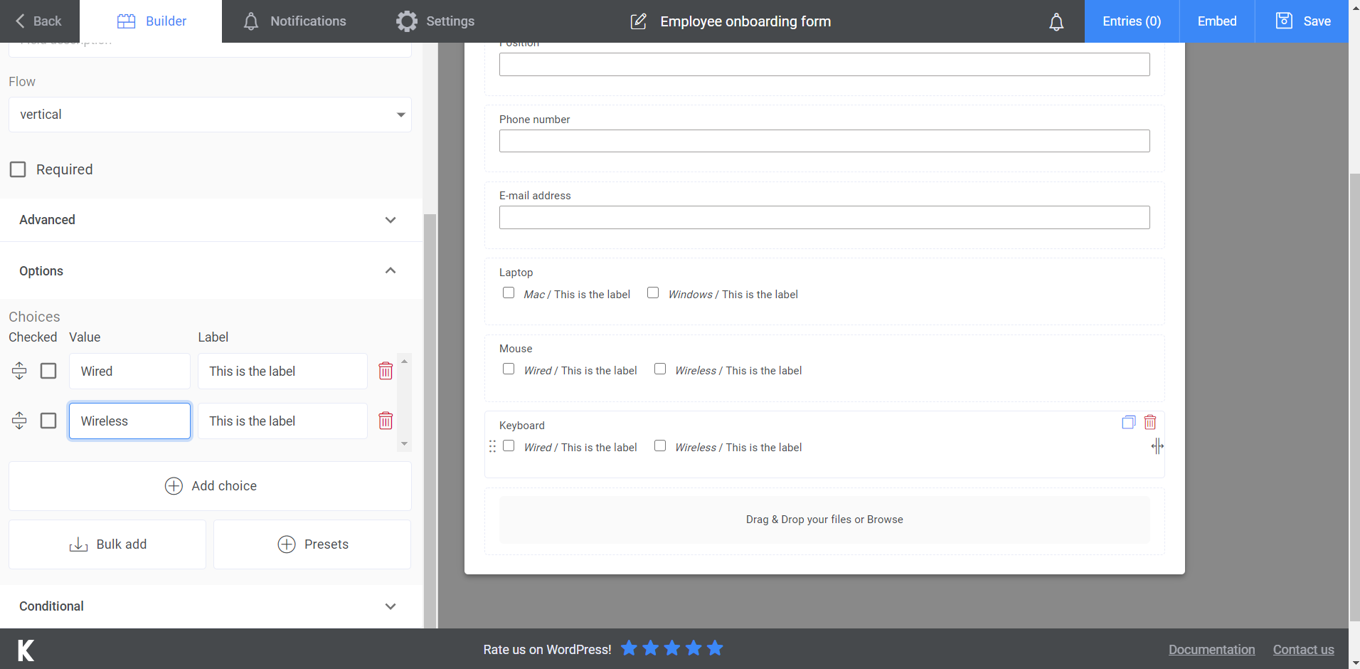 How to create an employee onboarding form for 2021 - Kali Forms