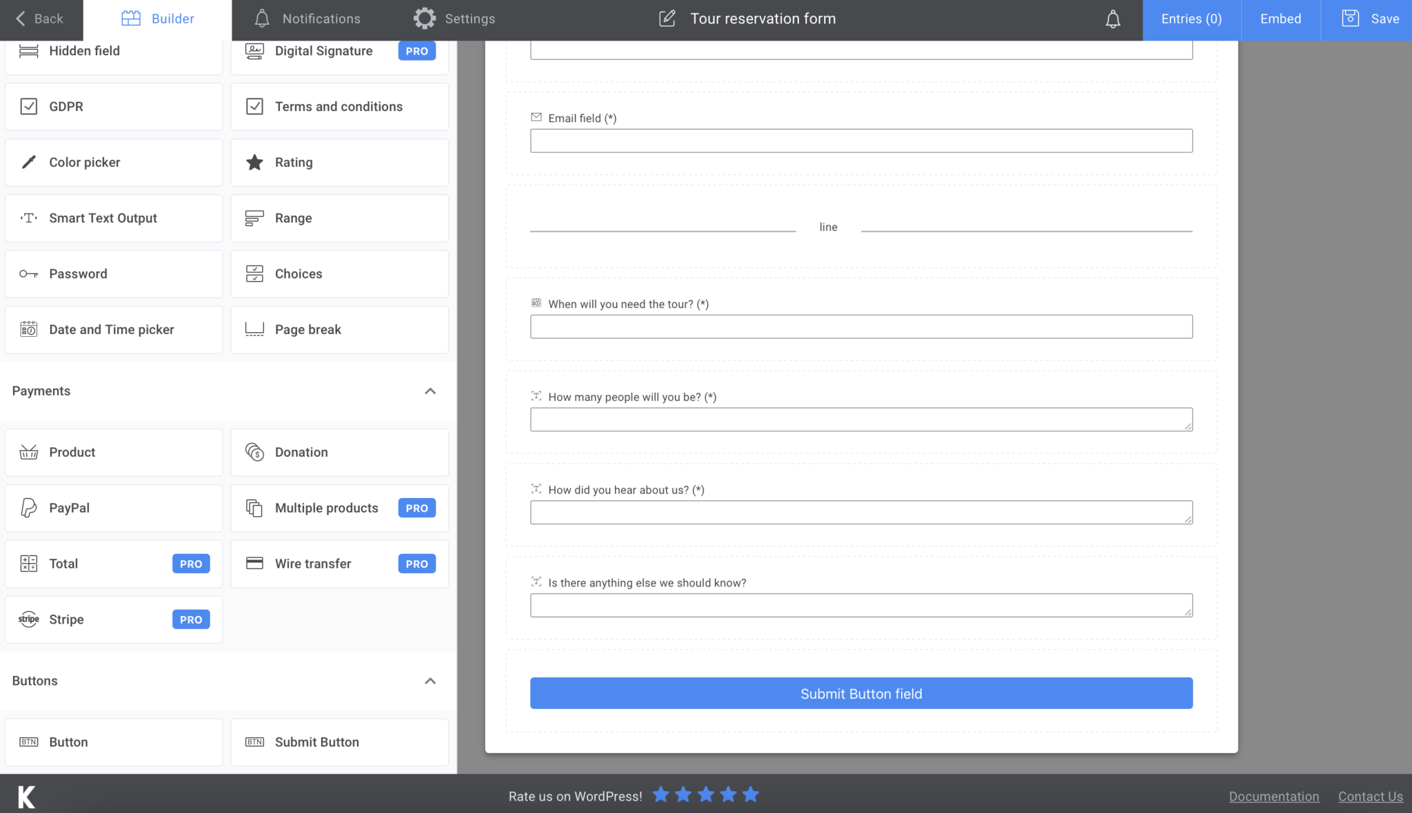 Tour reservation form - a complete tutorial for 2021 - Kali Forms