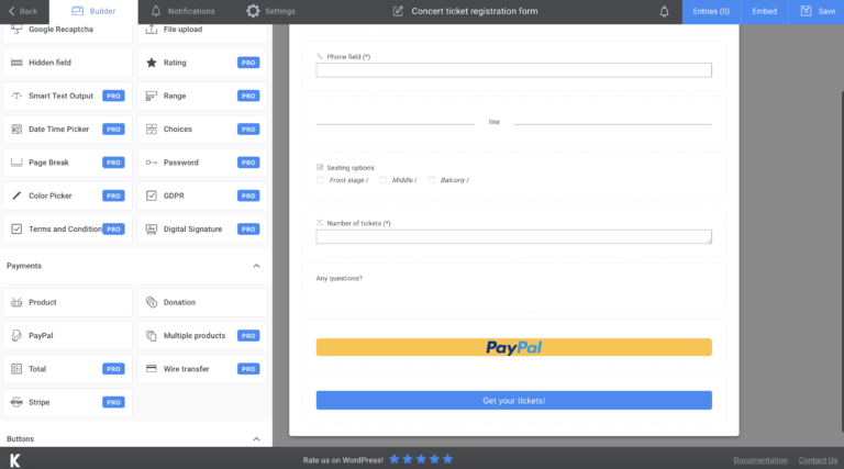 How to create a concert ticket registration form - a step by step guide ...