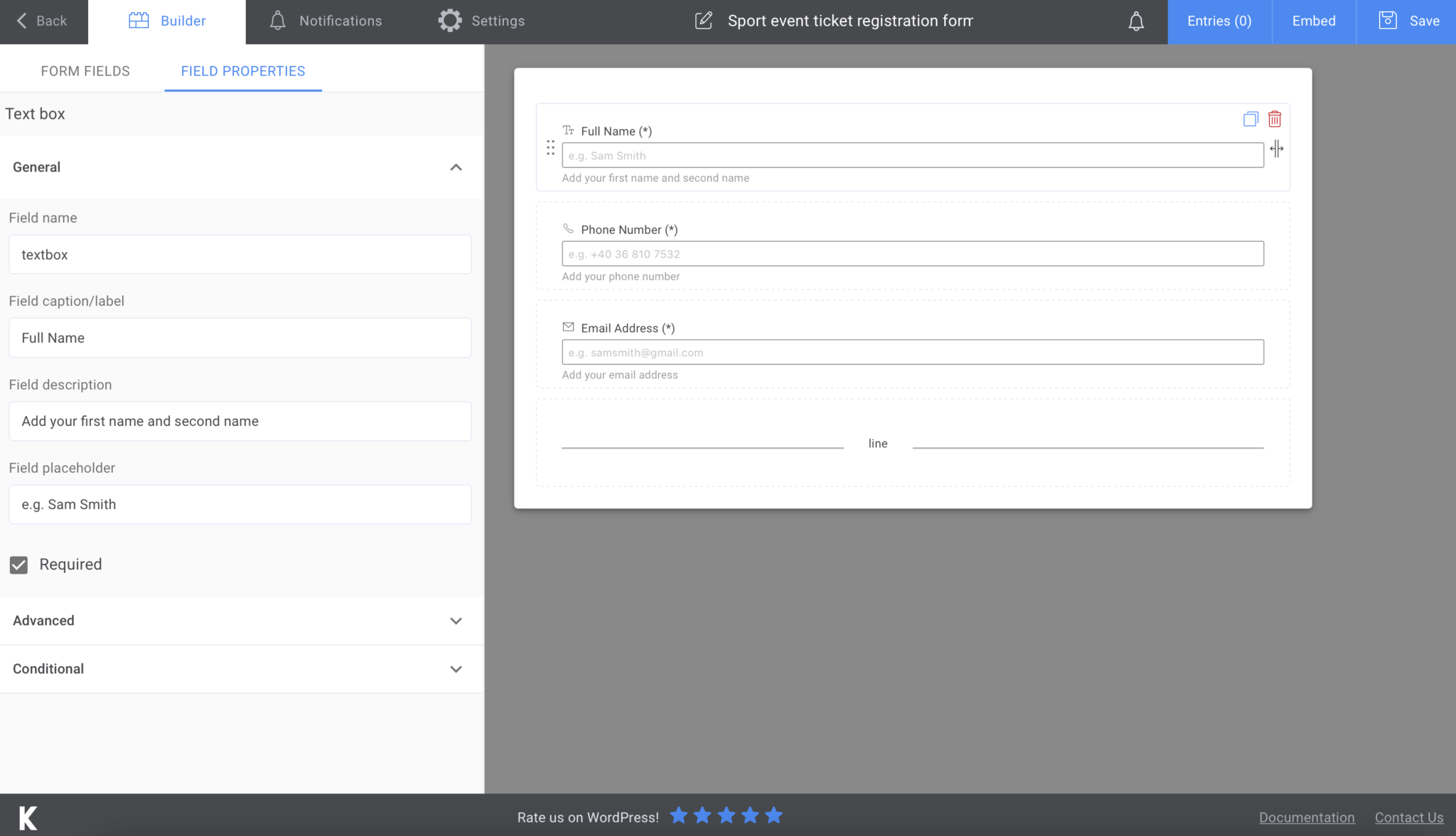How to create an online form to sell tickets to a sports event - Kali Forms